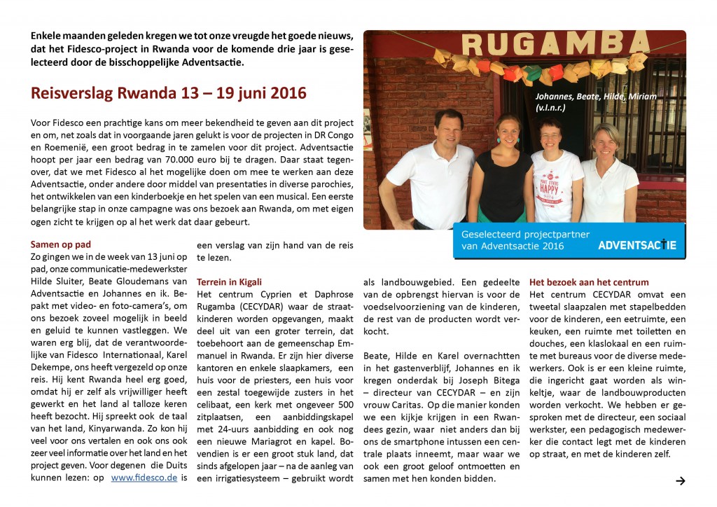 CECYDAR: Straatkinderen in Rwanda - Fidesco Nederland en Vlaanderen